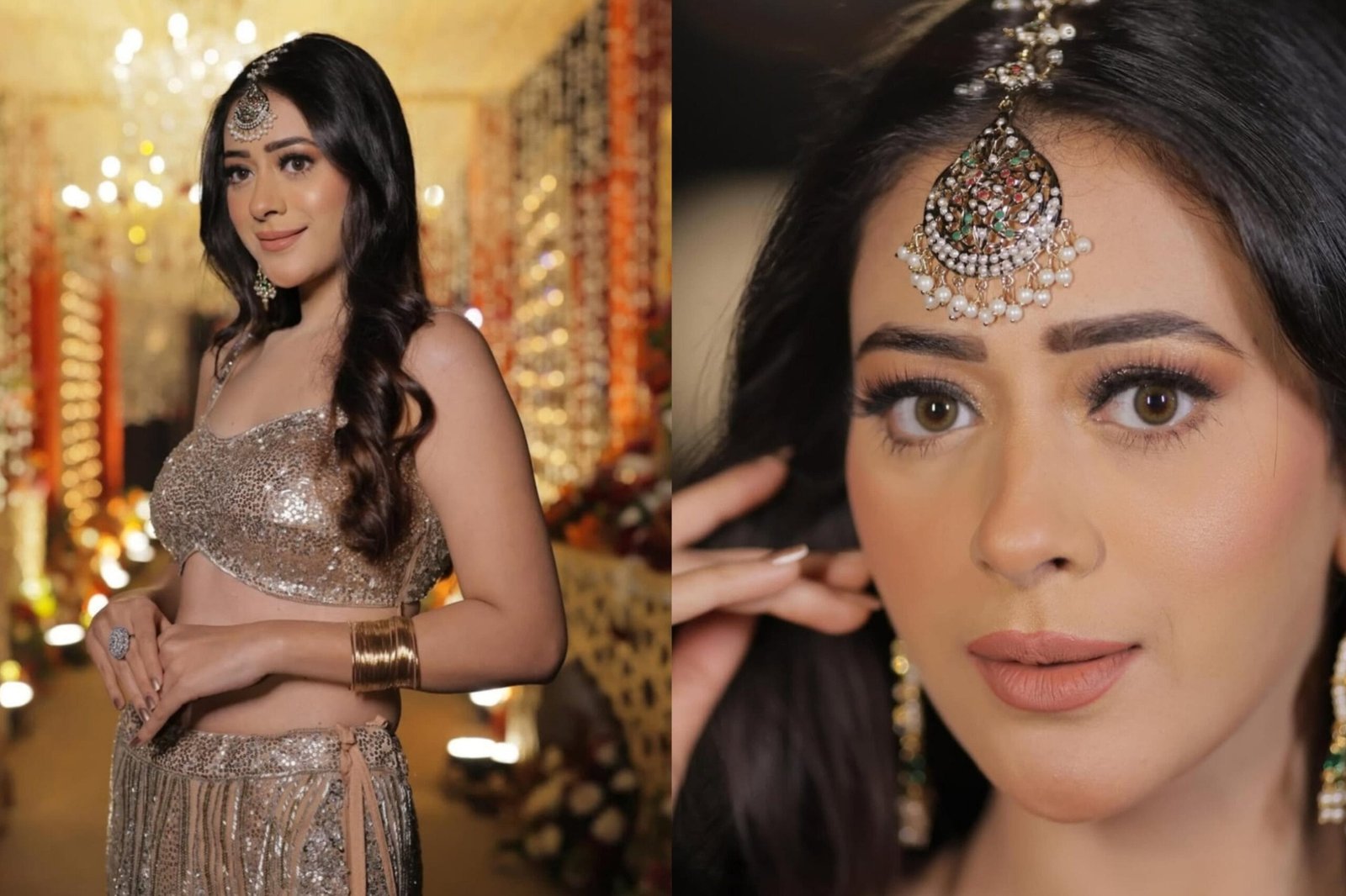 Hiba Nawab Stunned at Maera Mishra's Wedding in her Golden Look - Chipkumedia