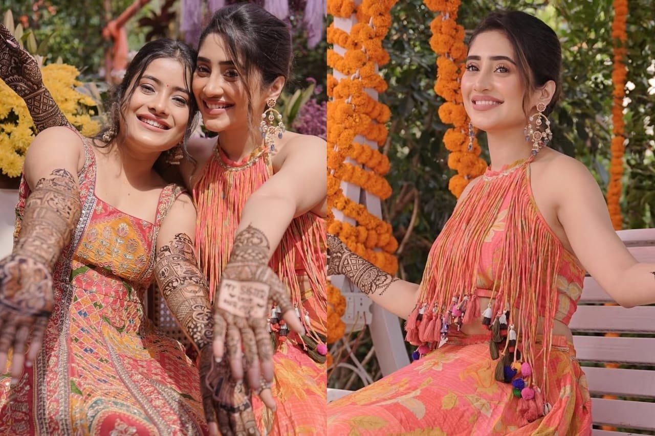Shivangi Joshi Glows in Orange Lehenga at Sister’s Mehndi